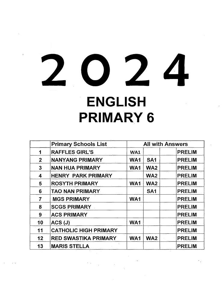 Primary Test Papers Singapore, Top School Exam Papers